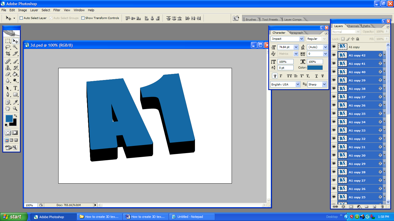 How To Create Simple 3D Text Effect In Photoshop It Bangla How To Create Simple 3D Text Effect In Photoshop It Bangla