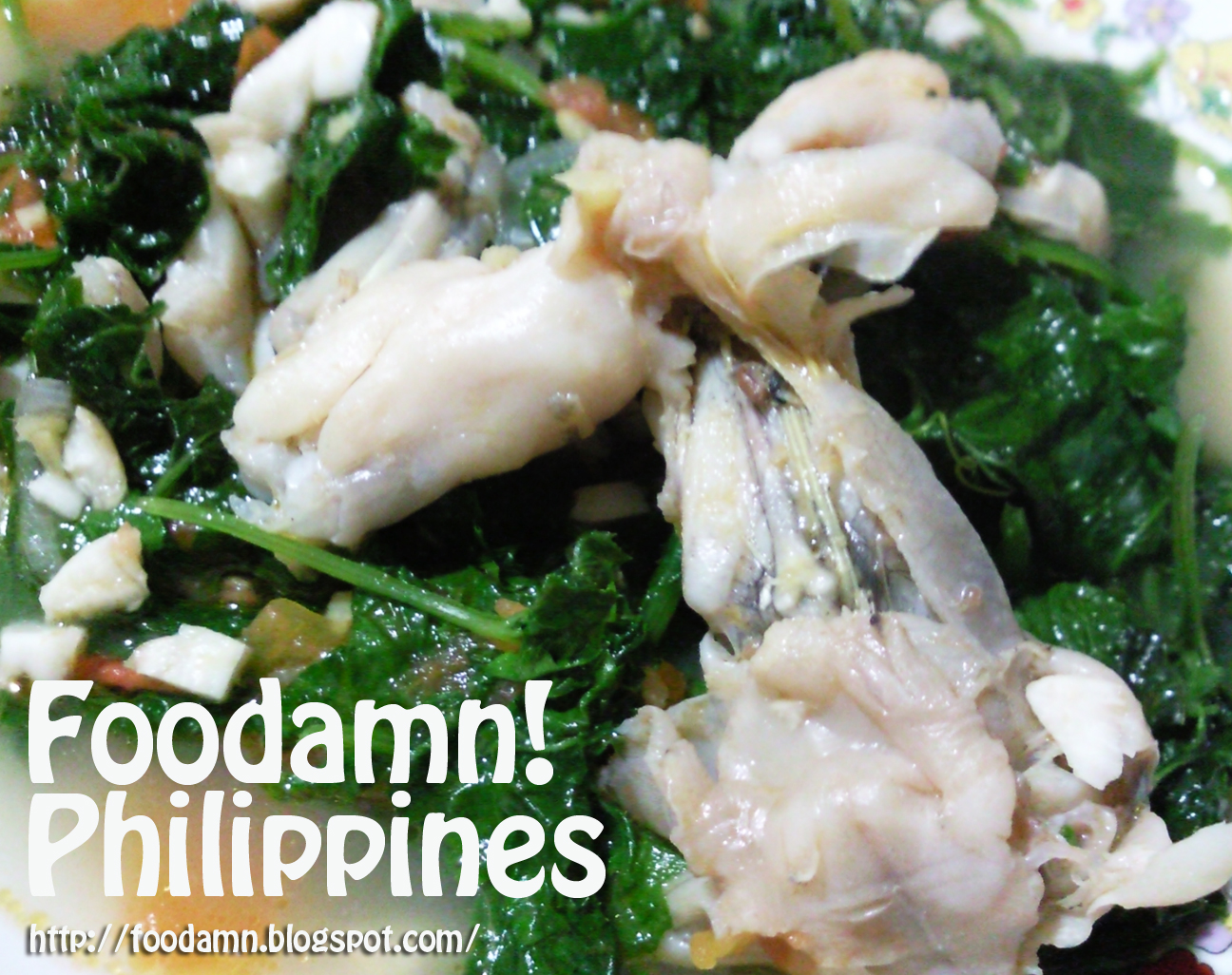 Nueva Ecija: Palakang Bukid Dish - with Ampalaya Leaves and Fried Frog