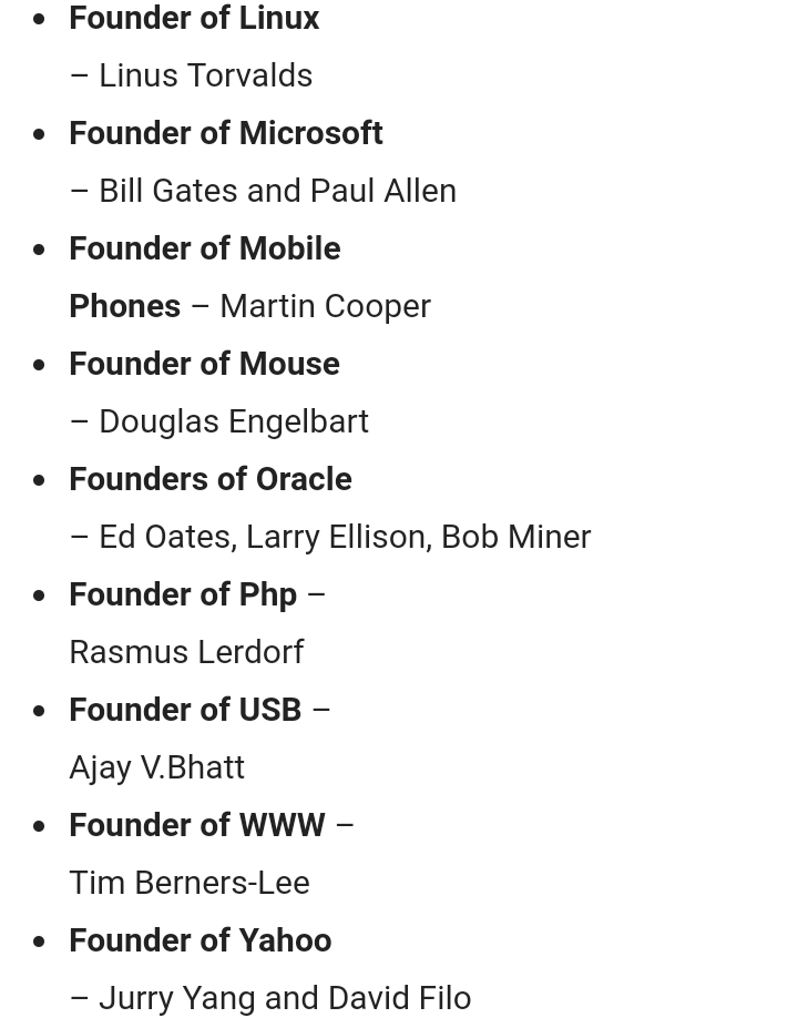 Computer ke important notes by roshan sir: FounderS names