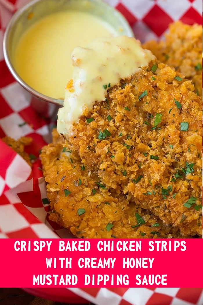 NEW! CRISPY BAKED CHICKEN STRIPS WITH CREAMY HONEY MUSTARD DIPPING ...