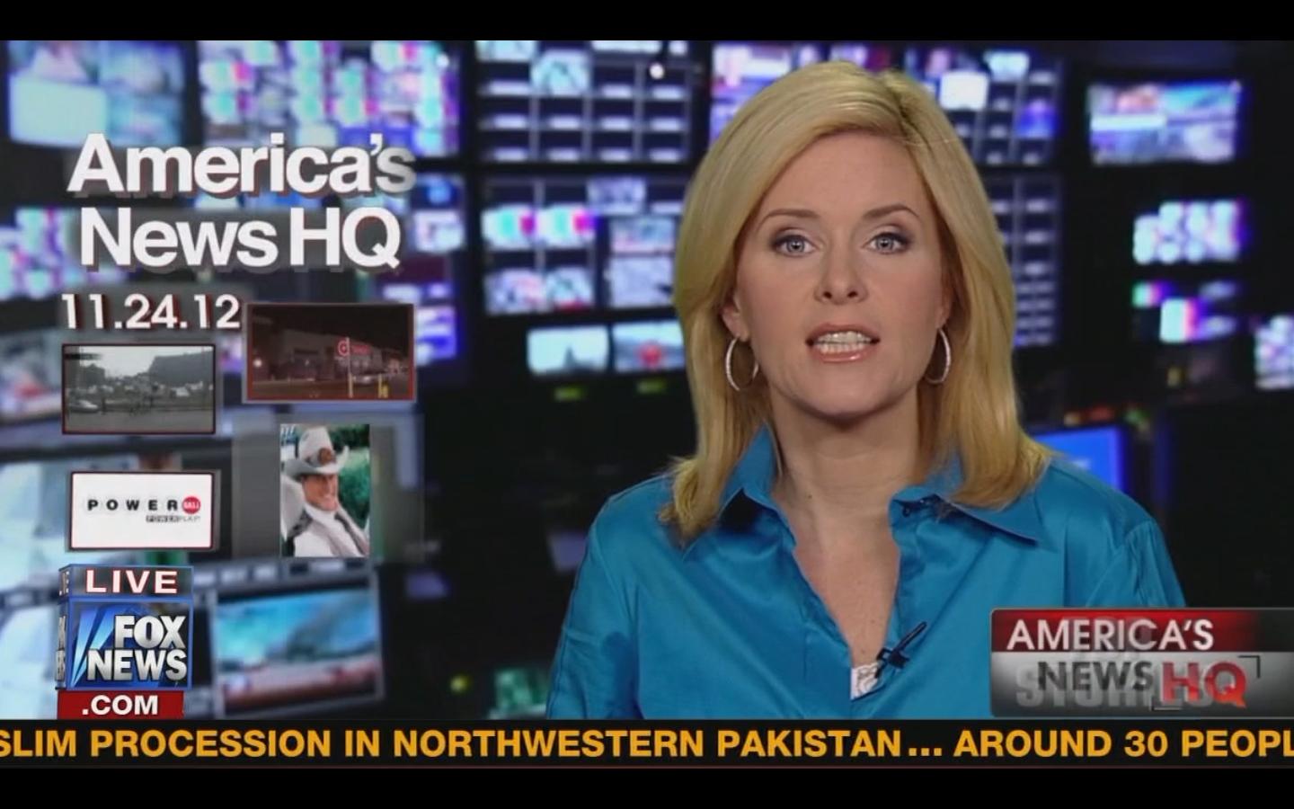 Ladies in Satin Blouses: unknown fox news anchor in light blue silk blouse