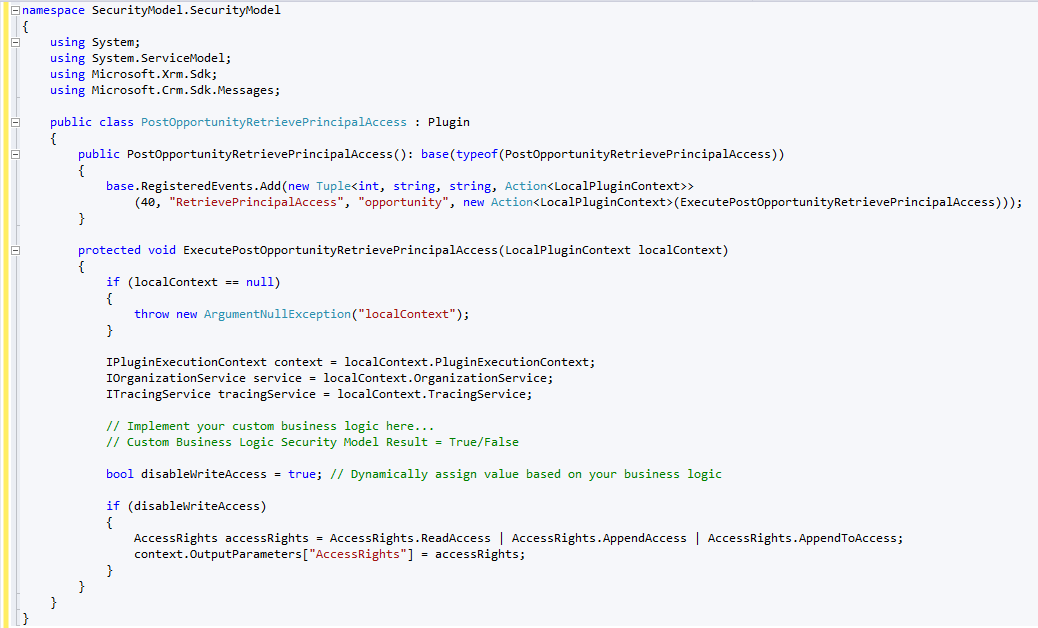 Microsoft Dynamics Crm Override Crm Record Security Model With Server Side Code Without Using