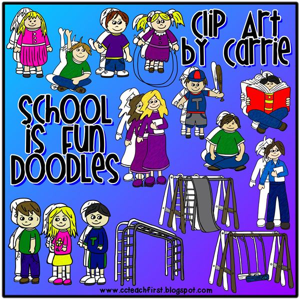 Clip Art by Carrie Teaching First: School Is Fun Doodles with FREEBIE Kid