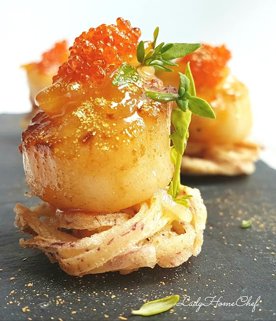 LadyHomeChef: Seared Scallop Canape with White Wine and Butter Yuzu ...