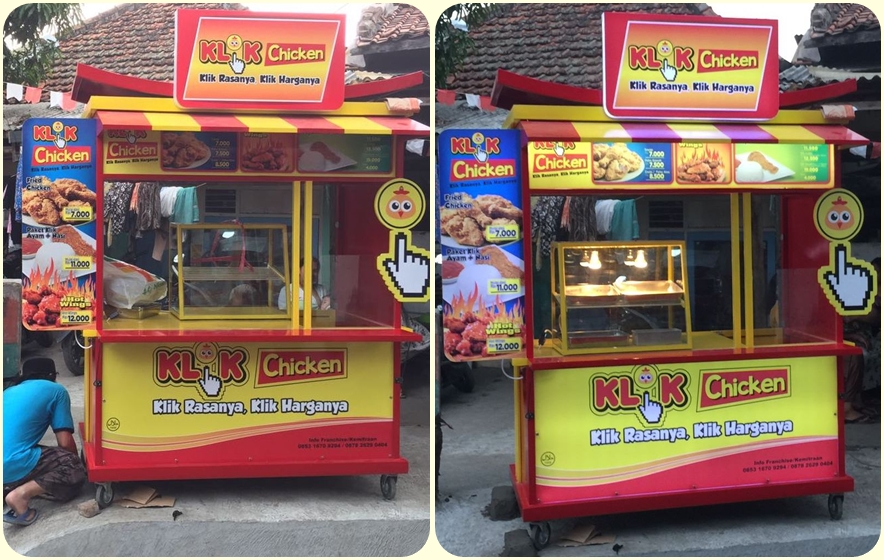 Gerobak Friedchicken Unik,Eksklusif Full Neon Box | Gerobak Unik Bandung