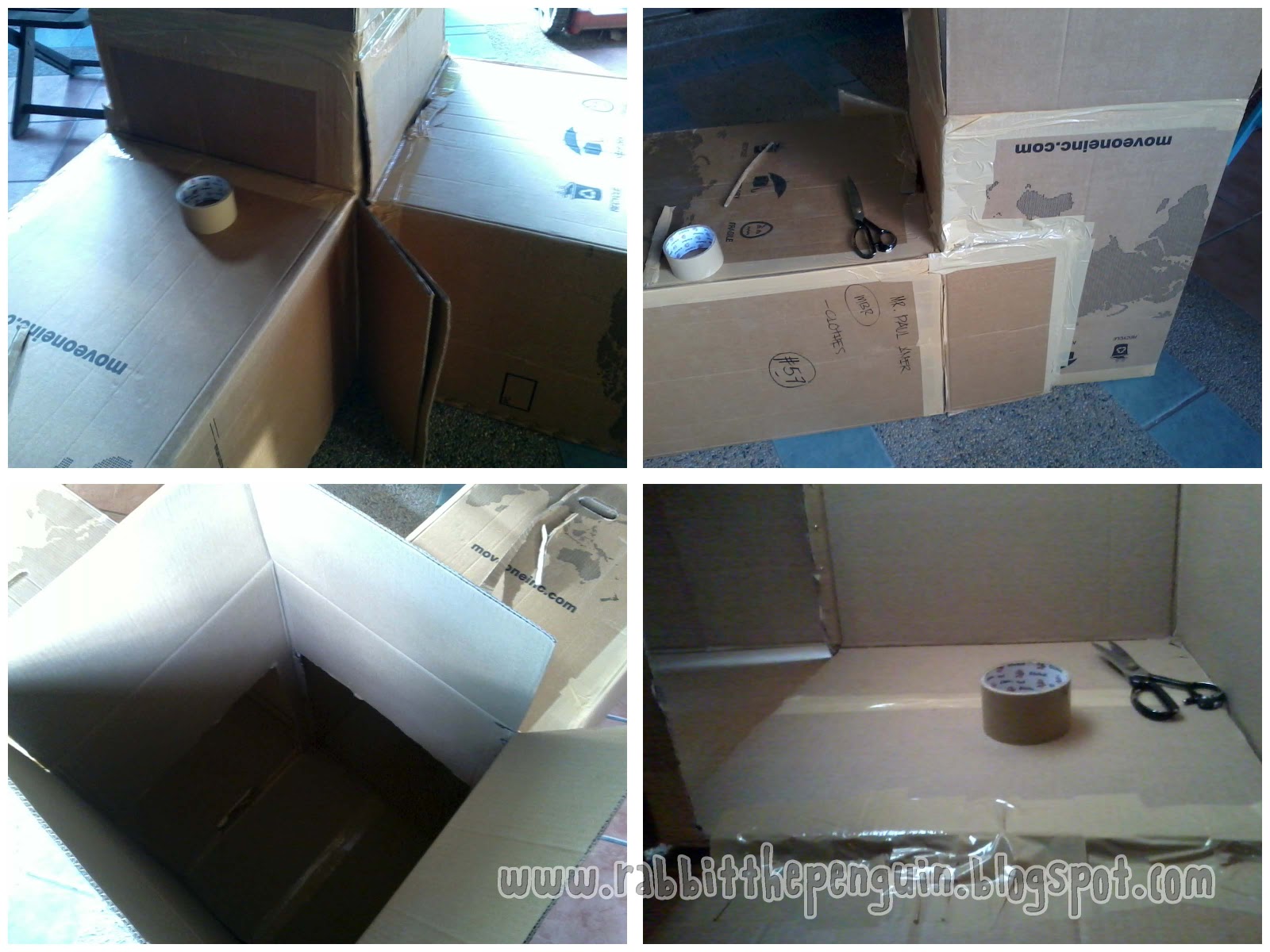 Rabbit The Penguin: DIY Cardboard Play Fort with tunnels!