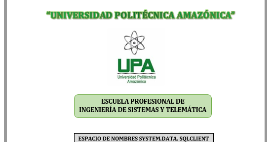 ESPACIO DE NOMBRES SYSTEM.DATA. SQLCLIENT
