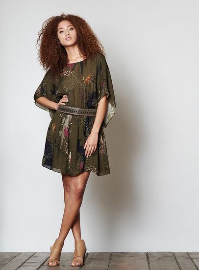 Haute Hippie Short Sleeve Smocked Waistband Dress