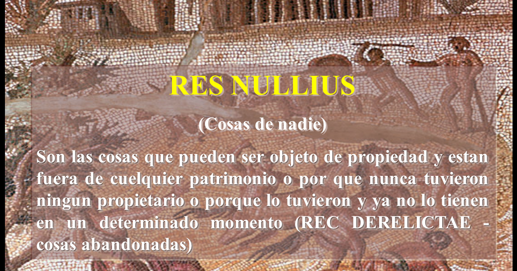 LAS COSAS Y LOS DERECHOS REALES: Res Nullius