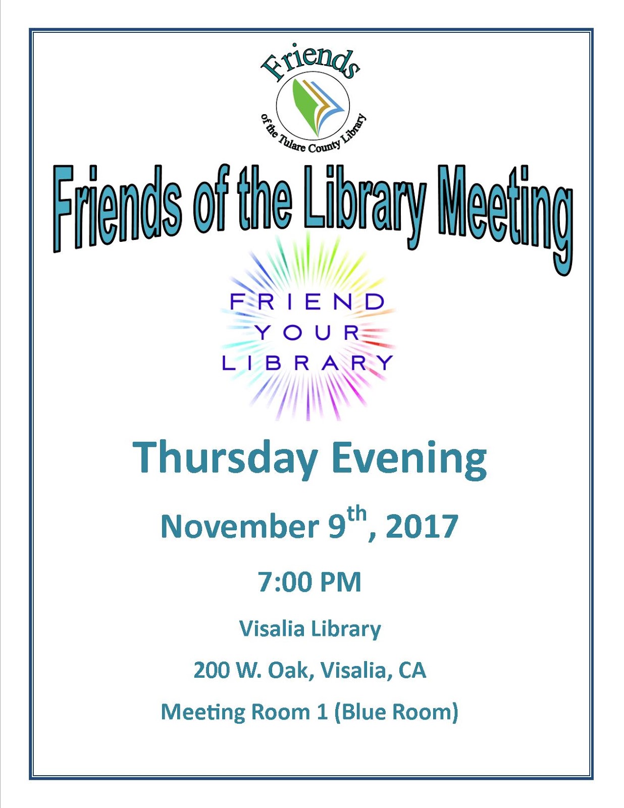 Tulare County Library News and Events: Friends of the Library Meeting ...