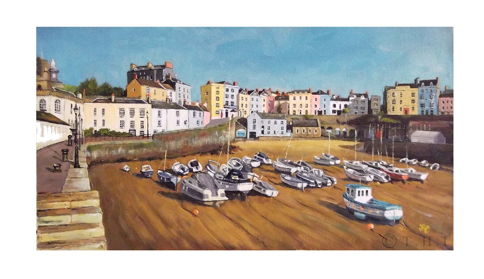 Thomas Haskett Illustration: Tenby Harbour Painting in Oil