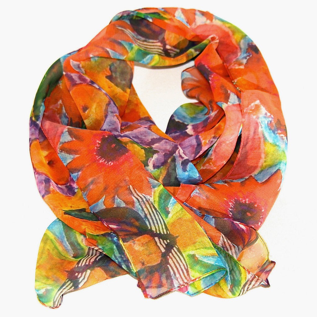 Melanie Birk- Artist,Designer,Writer: Artful Apparel,Scarf "Crazy Daisy ...