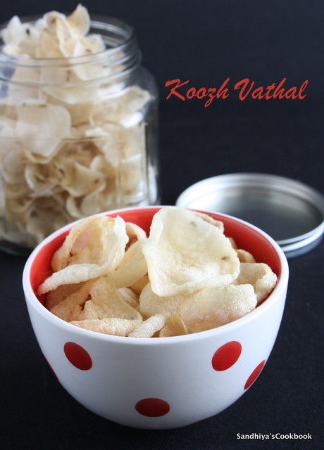 Sandhiya's Cookbook: Koozh Vathal | Koozh Vadam | Kanji Vathal | Rice ...