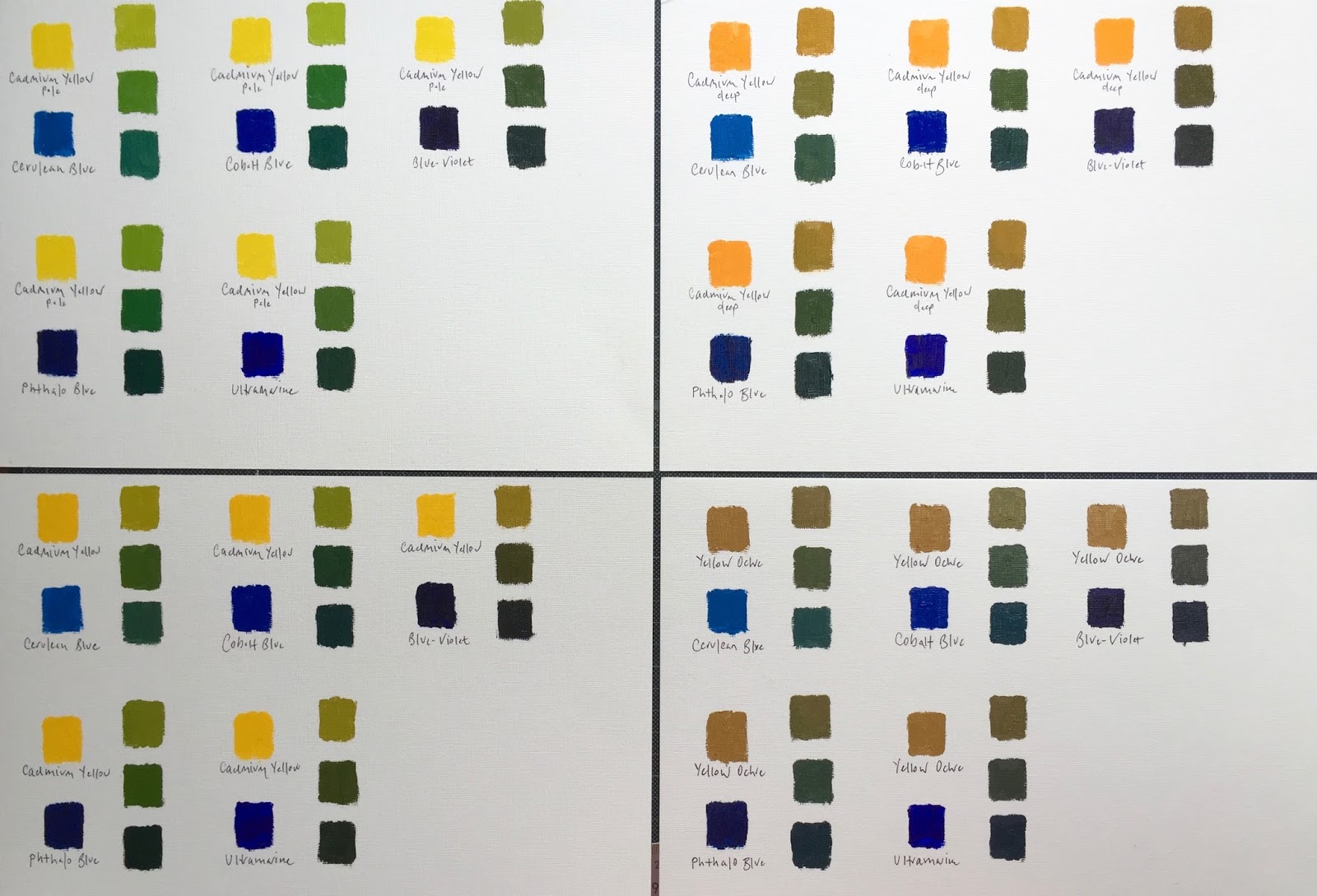 Colour Mixing Studies 'Green & Violet' - Clare Bowen