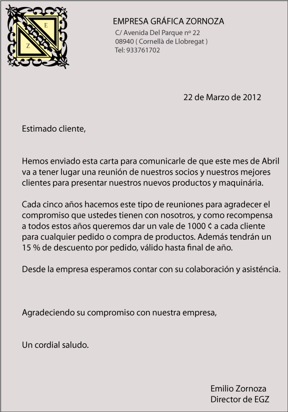 Carta comercial: CARTA COMERCIAL