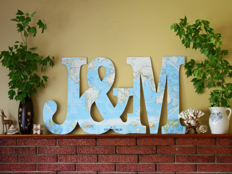 Cinnamon Teal Handmade: Map Covered Monogram Tutorial