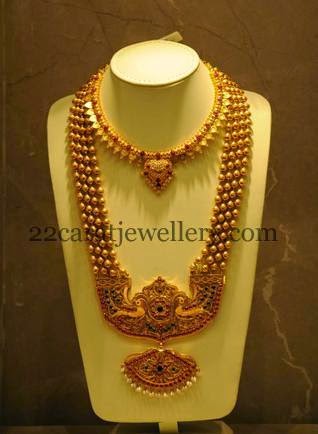 Pathakam Haram with Gold Balls - Jewellery Designs