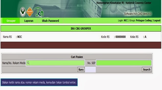 CASEMIX CENTER SUMATERA BARAT: Aplikasi INA CBG's ver 4,0