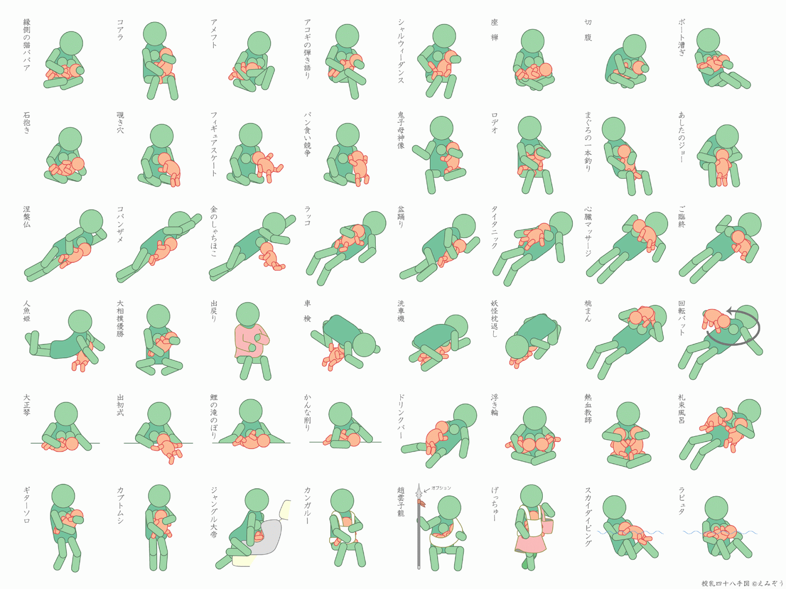 手すさびに紅き萱穂を 「授乳四十八手図」壁紙