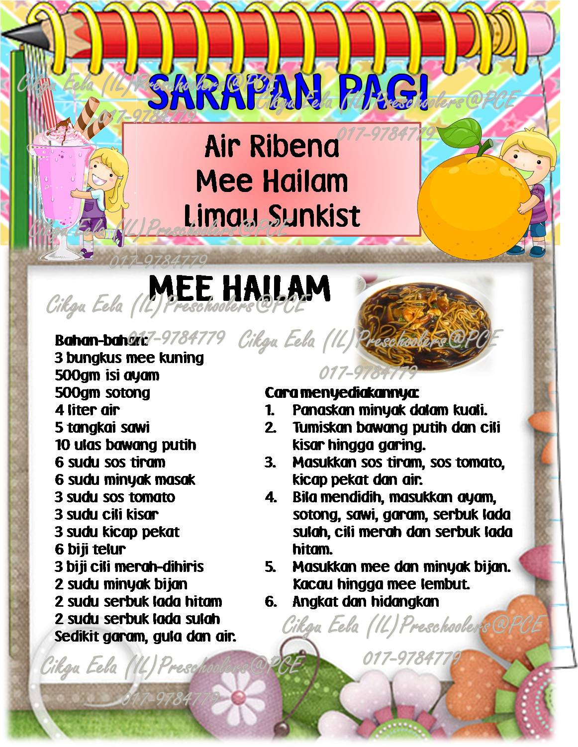 CIKGU EELA (IL) PRESCHOOLERS @ PCE: Menu Pemakanan Seimbang Kanak-Kanak ...