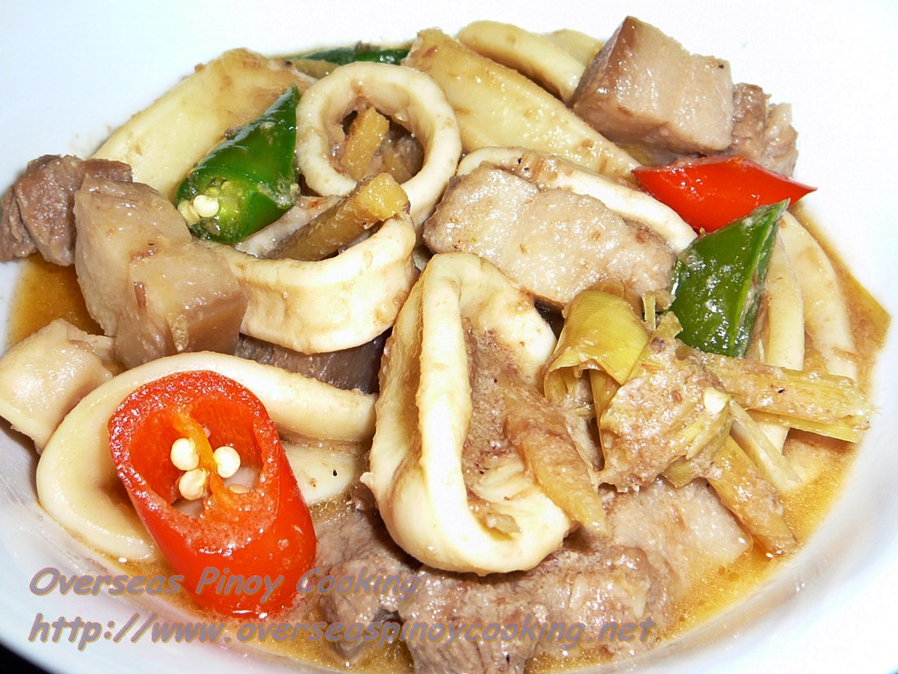 Guinataang Pusit at Baboy ~ Pinoy Recipes