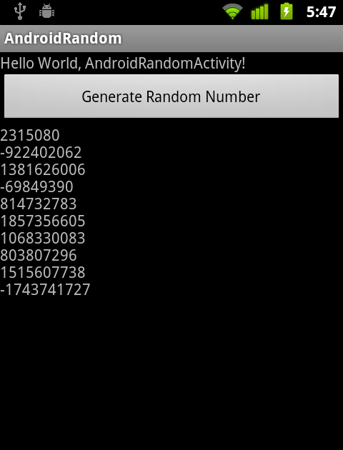 Android Er Generate Random Number Random
