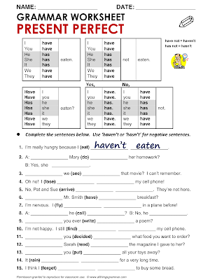 Ejercicios de Presente Perfecto en inglés