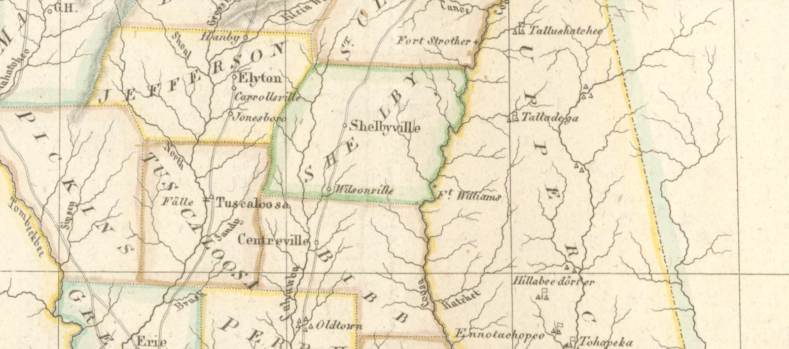 Alabama Yesterdays: Pondering Alabama Maps (8): Shelby County in 1822 ...