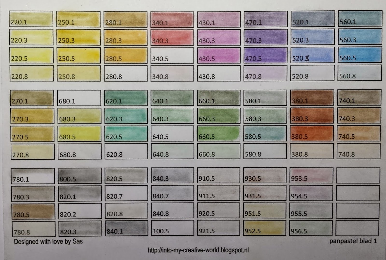 Colourstock: Copic kleurenboekje en PanPastel kleurenkaart