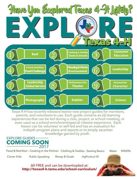 Kaufman County 4-H News: NEW!! Texas 4-H Explore Project Resources