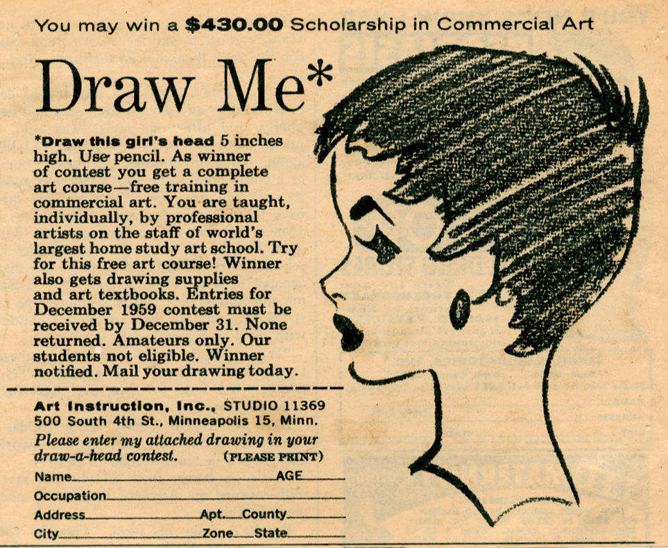 Mitch O'Connell: "Draw Me!" The Classic Ads of Art Instruction Inc.!