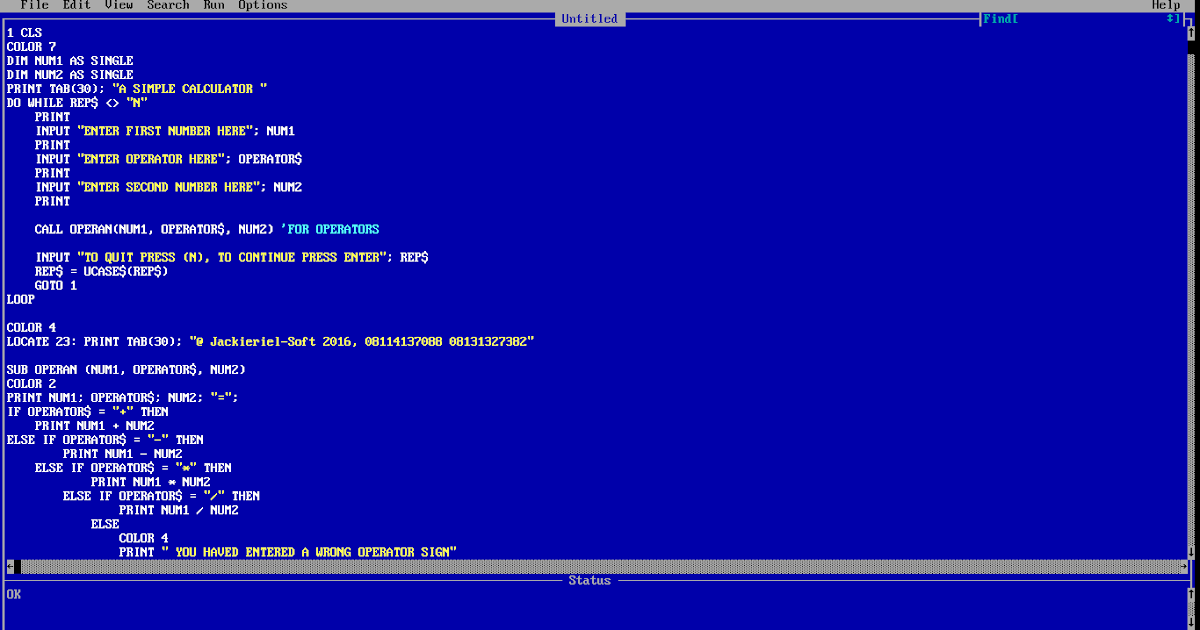 How To Create A Simple Calculator Program In Qbasic 7560
