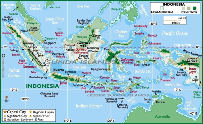 INDONESIA - GEOGRAPHICAL MAPS OF INDONESIA