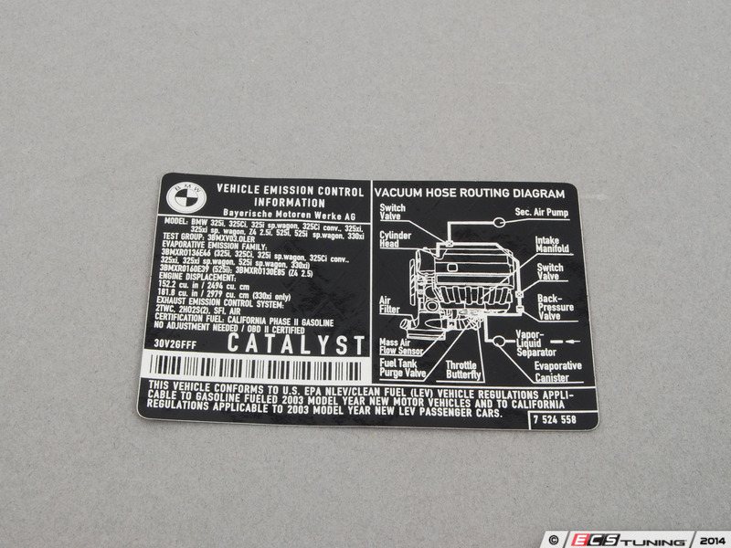 Replacement VIN (vehicle identification number) Stickers: VECI Decal