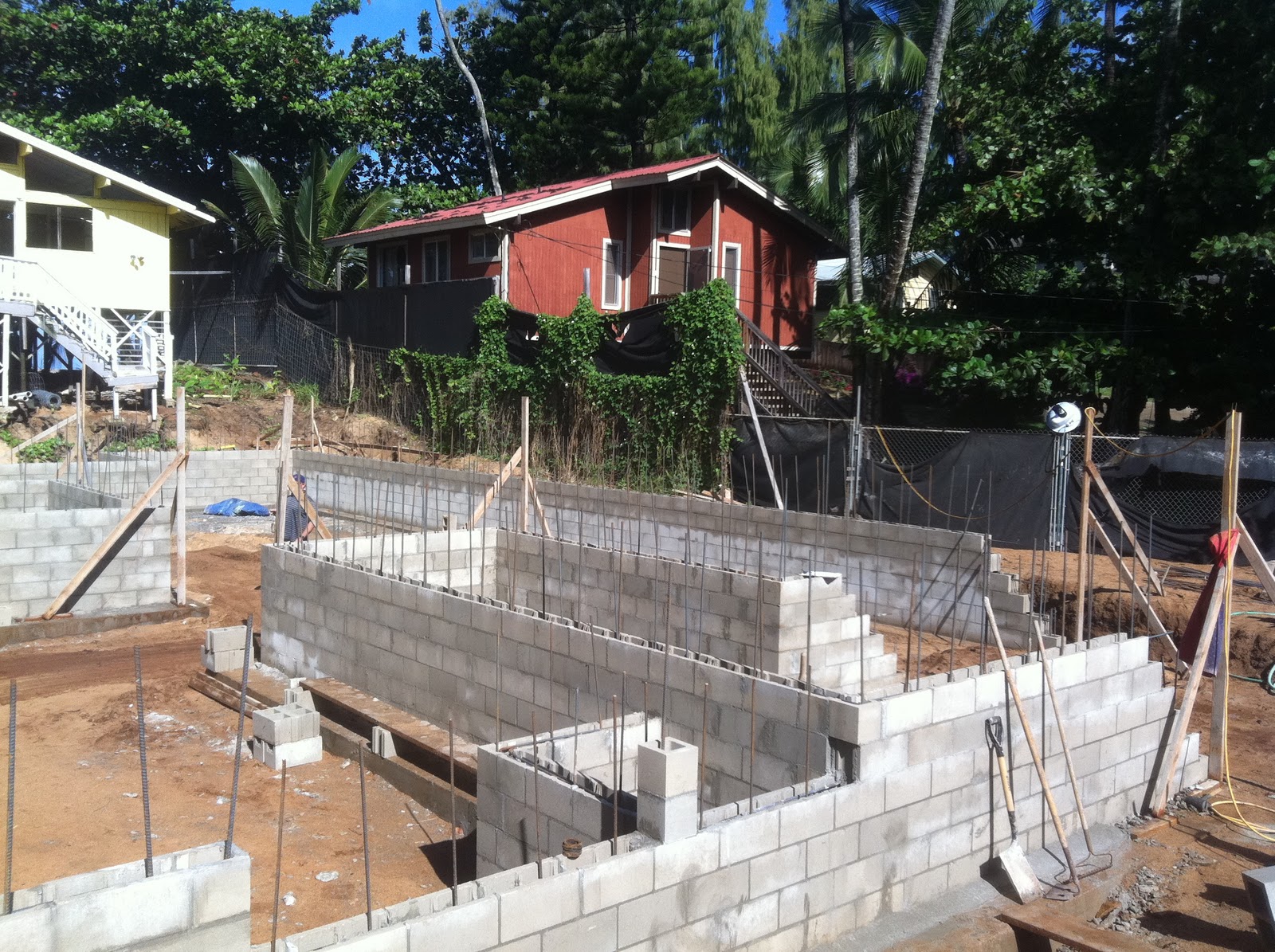 Ke Iki Properties Construction Blog: Grouting the first six courses of ...