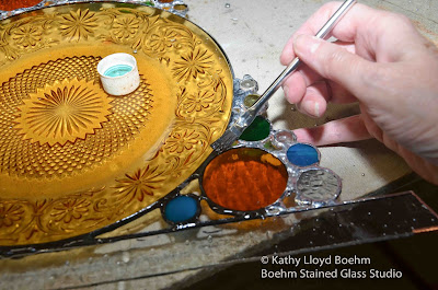 Boehm Stained Glass Blog: Stained Glass Window with Round Plates ...