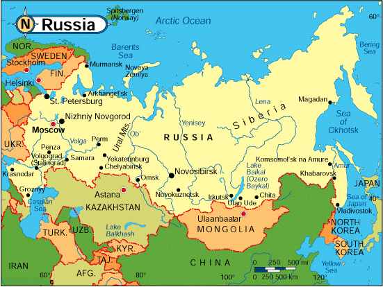 Map of Russia political Regional: Map of Russia Country