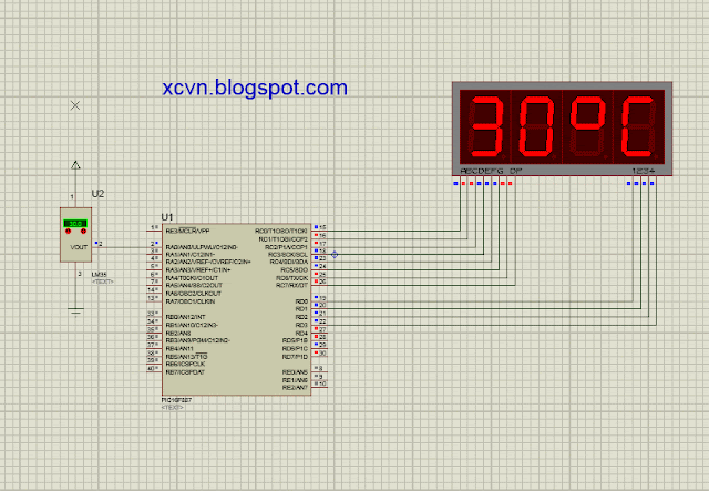 BÀI 27 : ĐO NHIỆT ĐỘ LM35 HIỂN THỊ LED 7 ĐOẠN PIC16F887 XC8 - Lập trình PIC