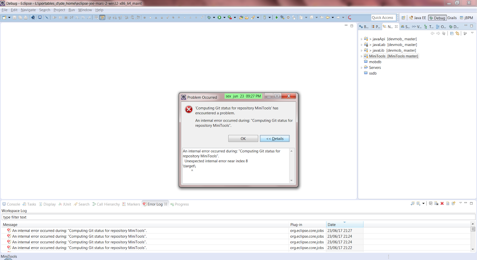Computer Science And On Eclipse Warning An Internal Error Occurred During Computing Git