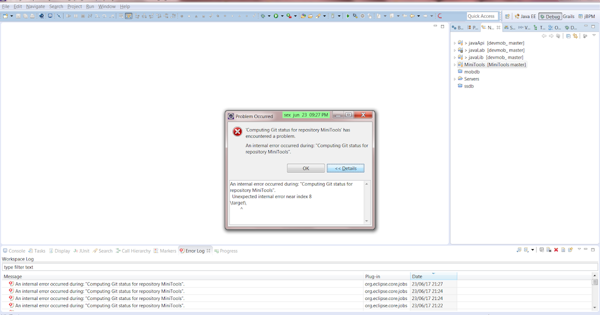 Computer Science and on: eclipse warning: An internal error occurred during: "Computing Git ...