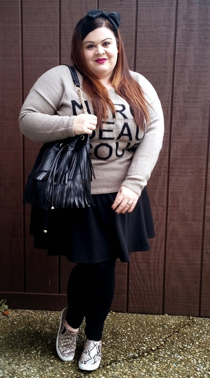 Thestylesupreme Plus Size Ootd Sweater And Skater Skirt