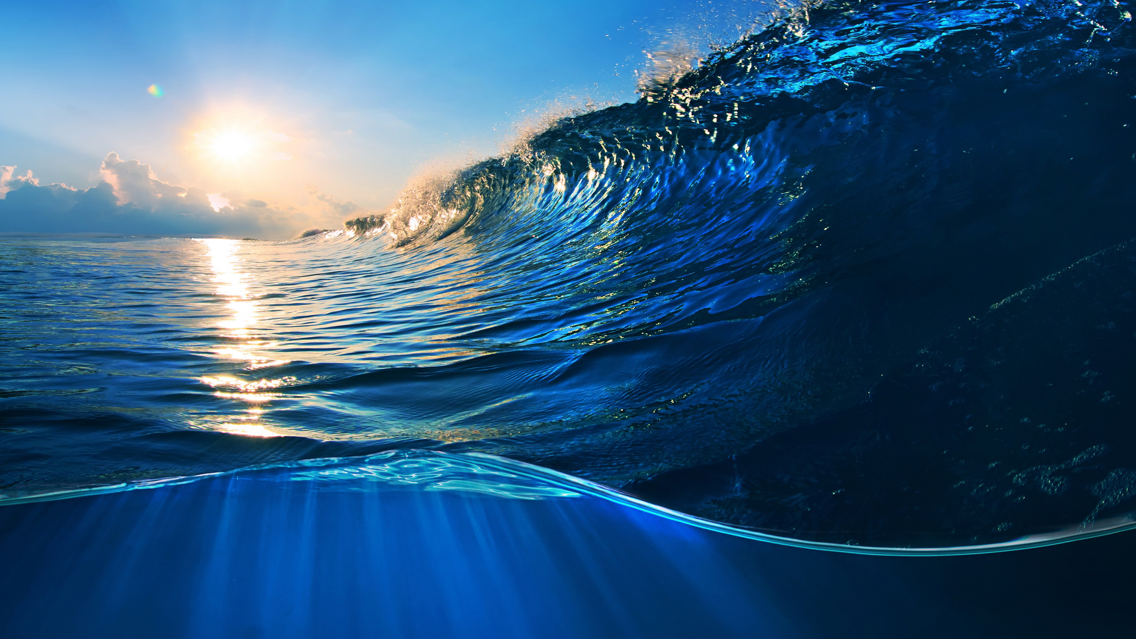 Ocean, Waves, Sunlight, Scenery, 4K, 3840x2160, #12 Wallpaper PC Desktop