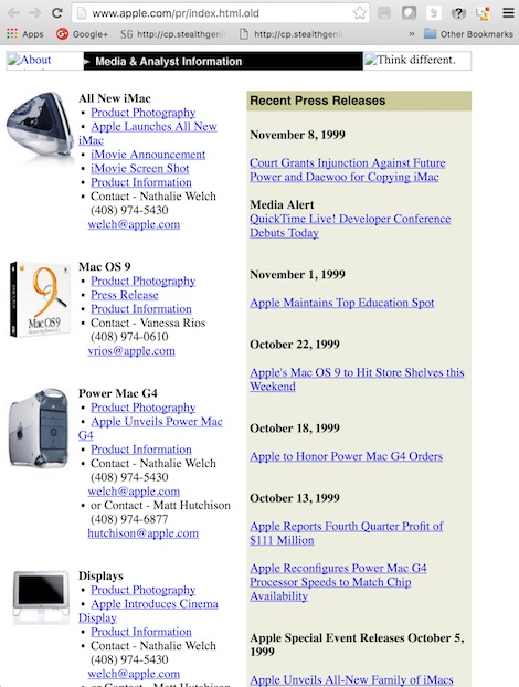 Un informático en el lado del mal: Apple se olvida unas webs del Siglo ...