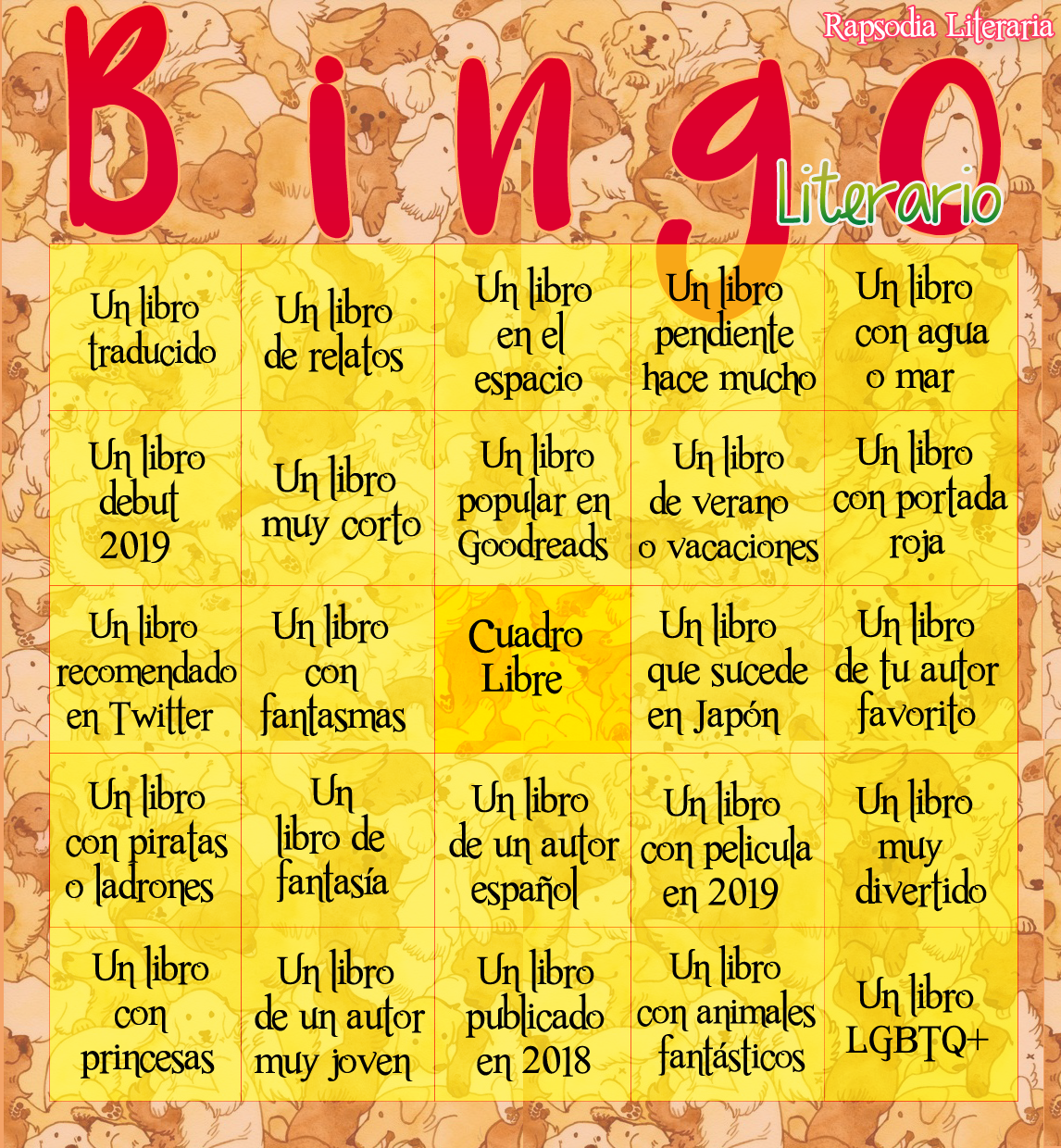 Mis Libros Y Otras Historias Que Me Gustan: Bingo Literario 2019