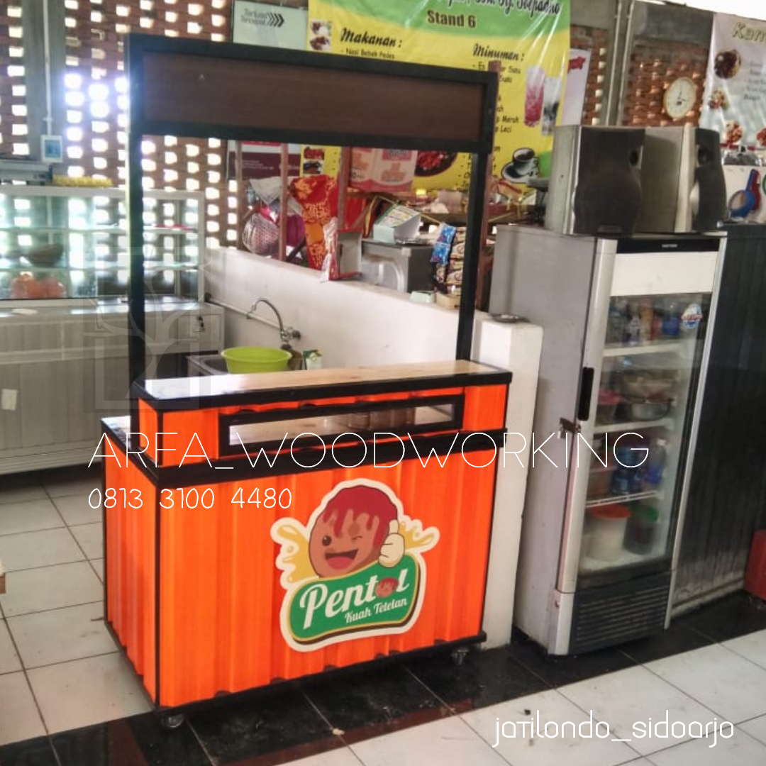 Jual Booth Gerobak Rombong Kayu Semi Kontainer Kekinian