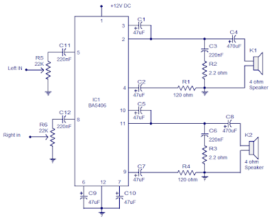 BA5406 10W Stereo Power Amplifier | DIY Circuit