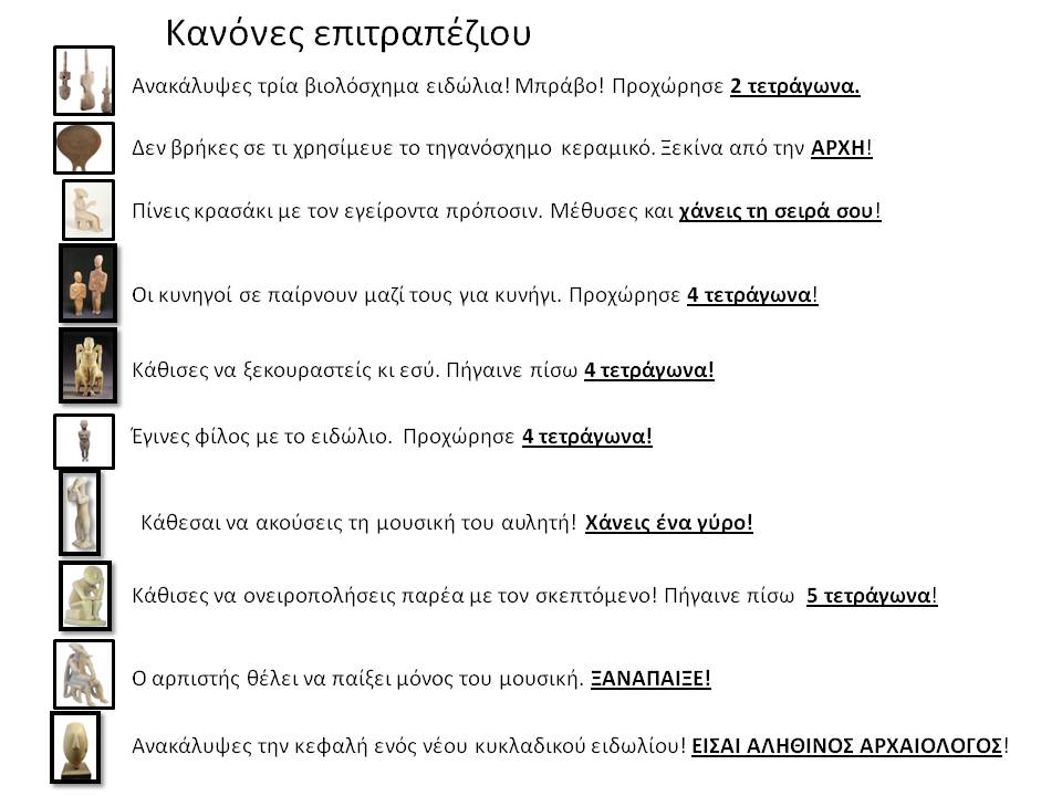 Πυθαγόρειο Νηπιαγωγείο: ΕΠΙΤΡΑΠΕΖΙΟ ΜΕ ΤΑ ΚΥΚΛΑΔΙΚΑ ΕΙΔΩΛΙΑ