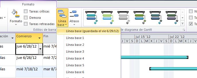 Mis ceros y unos: Introducción a las lineas de base en MS Project 2010