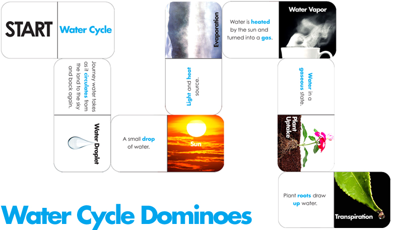 E is for Explore!: Water Cycle Dominoes