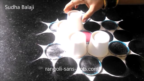 Simple and easy Diwali rangoli using paper cups